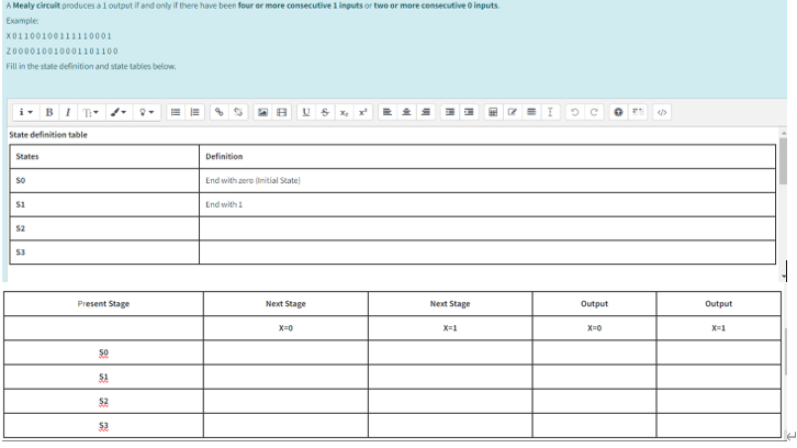Solved A Mealy circuit produces a 1 ﻿output if and only if | Chegg.com