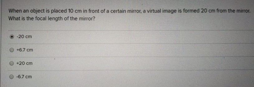 Solved When an object is placed 10 cm in front of a certain | Chegg.com