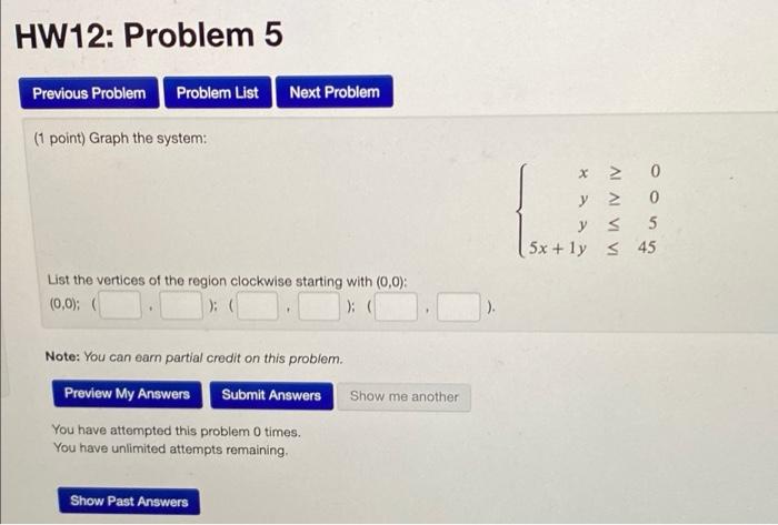 Solved HW12: Problem 5 Previous Problem Problem List Next | Chegg.com Solved HW12: Problem 5 Previous Problem Problem List Next | Chegg.com