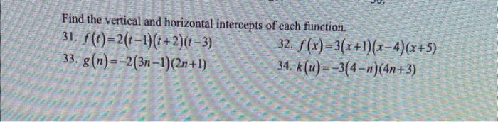 Solved Find the vertical and horizontal intercepts of each | Chegg.com