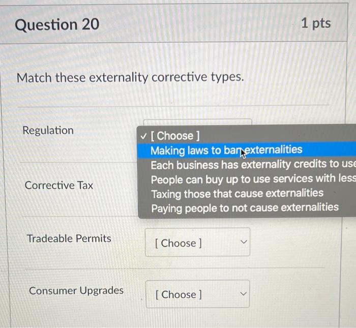 Solved Match these externality corrective types. Regulation | Chegg.com