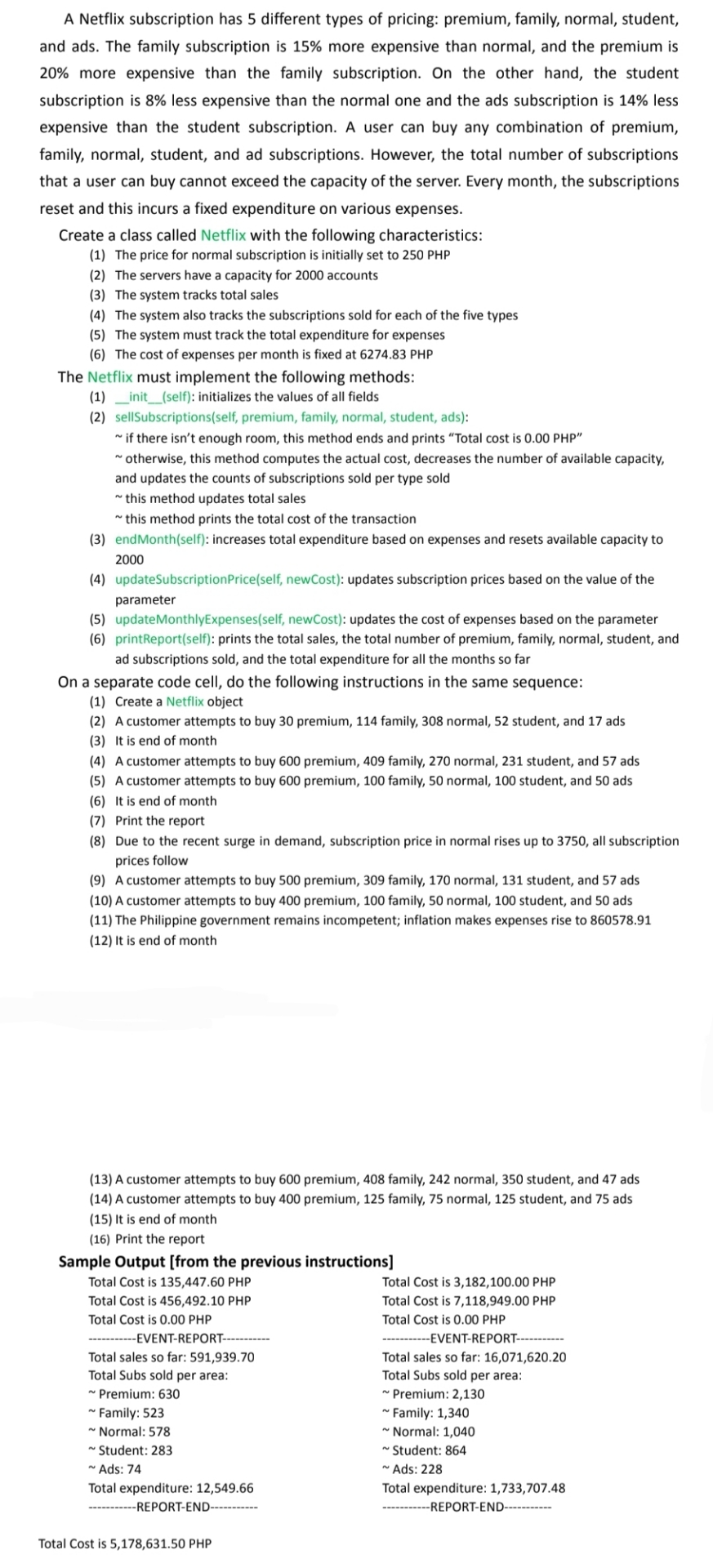 Solved create a python program for this.A Netflix | Chegg.com