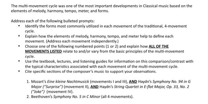 The multi-movement cycle was one of the most | Chegg.com