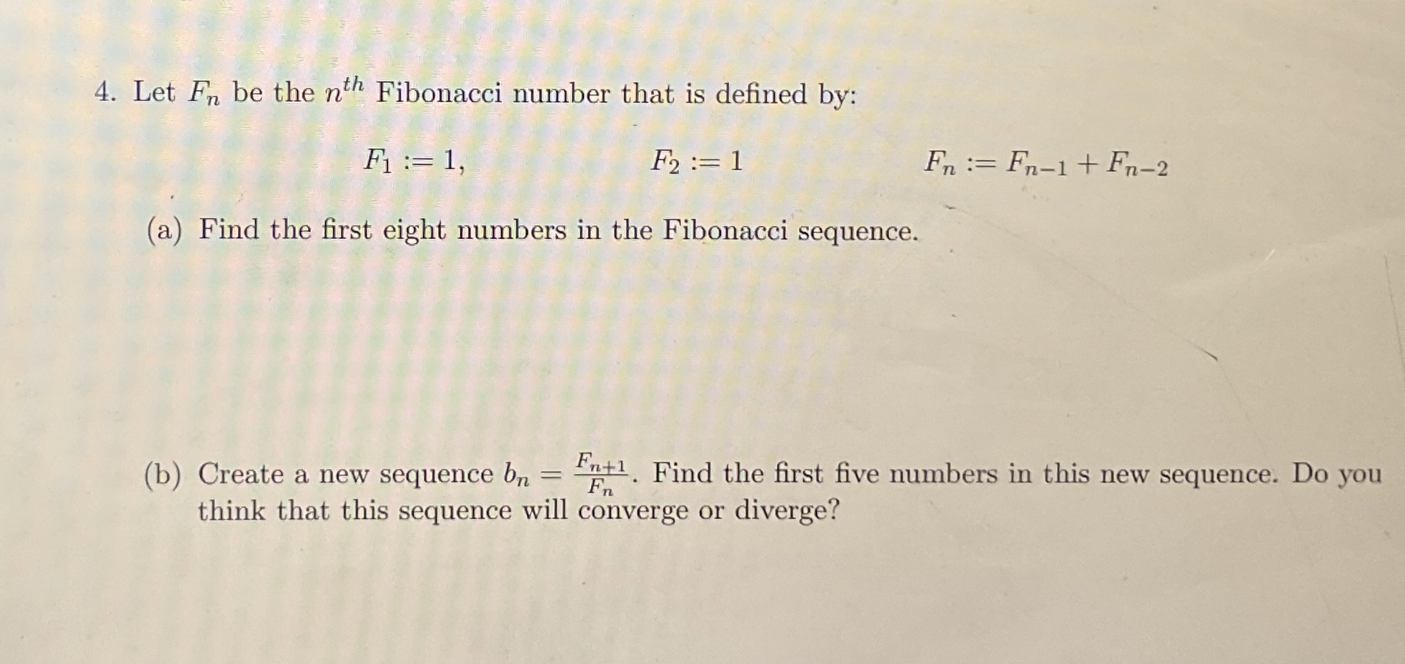 Solved Let Fn ﻿be the nth ﻿Fibonacci number that is defined | Chegg.com