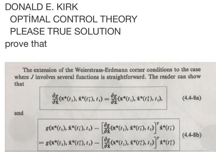 Solved Donald E Kirk Optİmal Control Theory Please True 