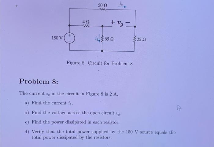 Solved Figure 8: Circuit for Problem 8 Problem 8: The | Chegg.com