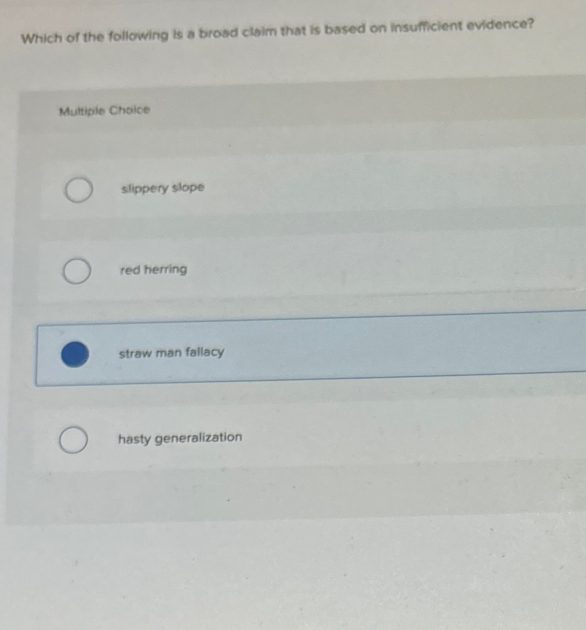 Solved Which of the following is a broad claim that is based | Chegg.com