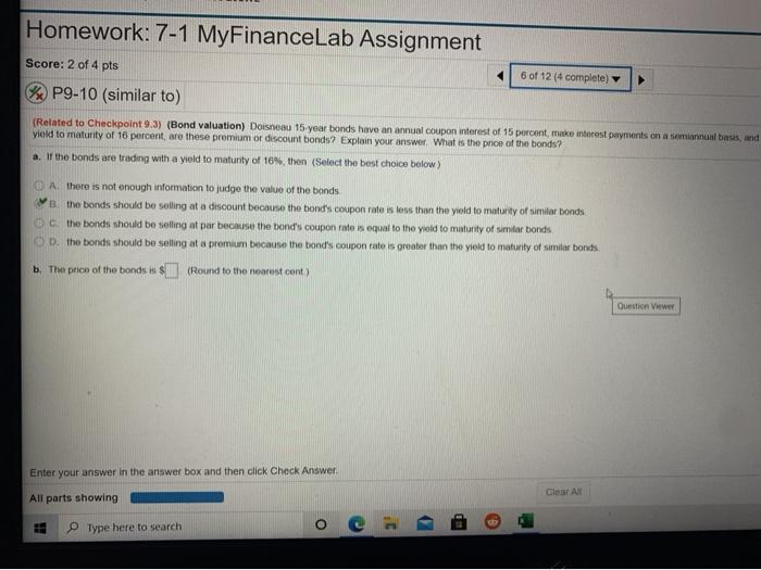 Solved Homework: 7-1 MyFinanceLab Assignment Score: 2 of 4 | Chegg.com