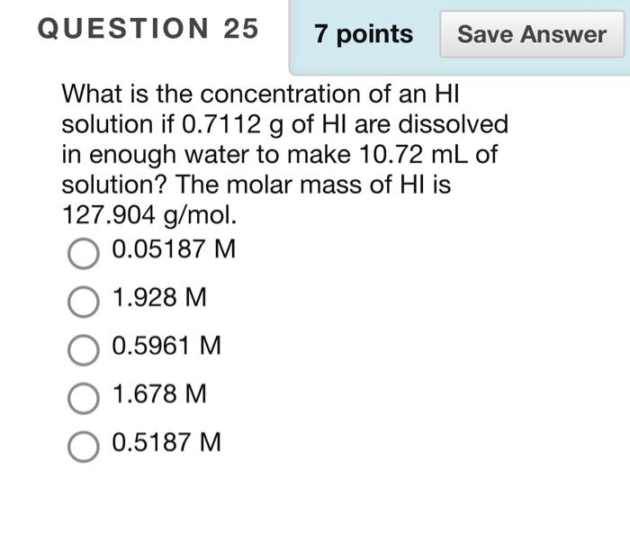 Solved What is the concentration of an HI solution if 0.7112 | Chegg.com