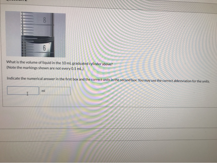 Solved What is the volume of liquid in the 10 ml graduated | Chegg.com