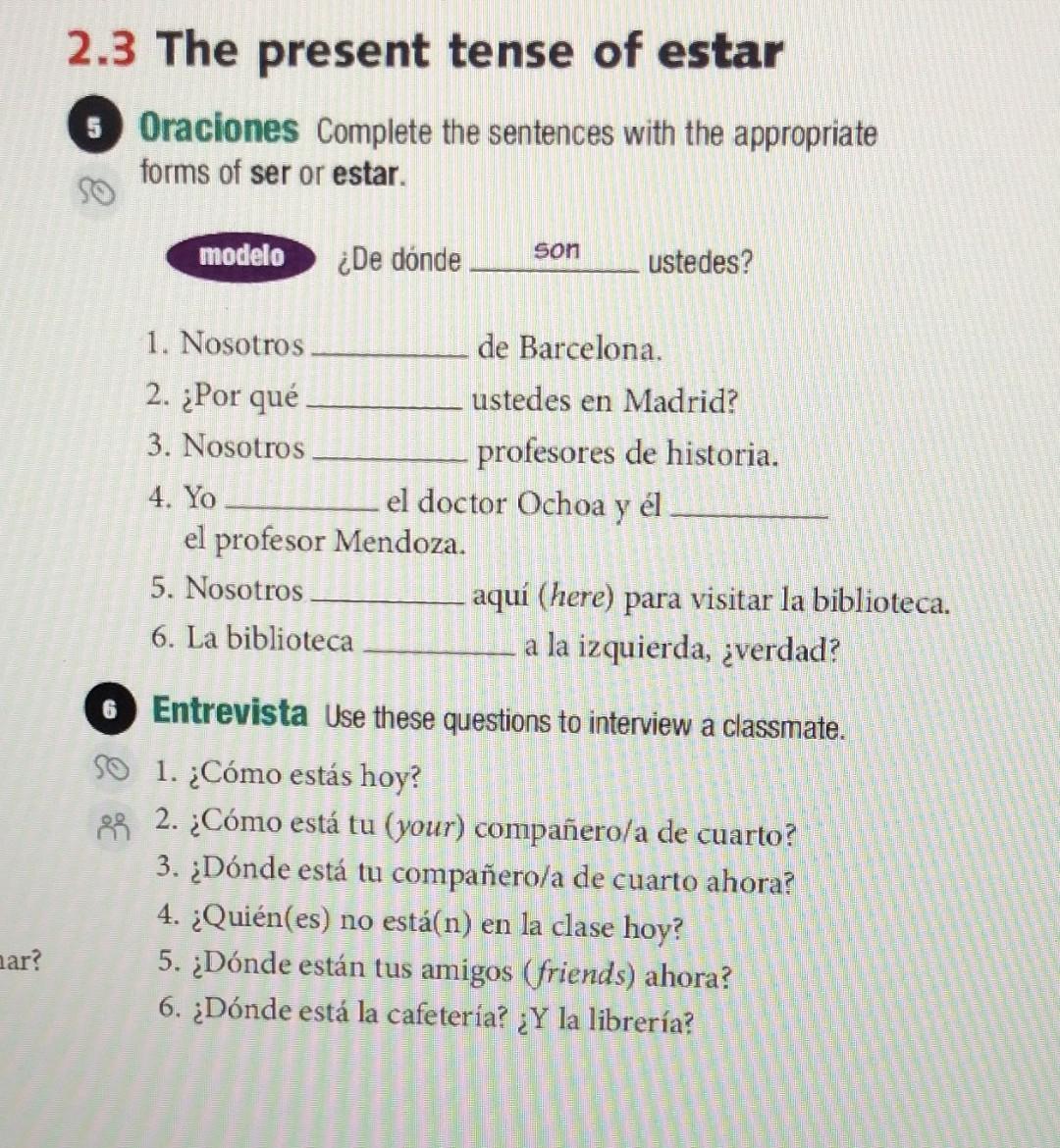 A repasar 2.1 The present tense of regular -ar | Chegg.com