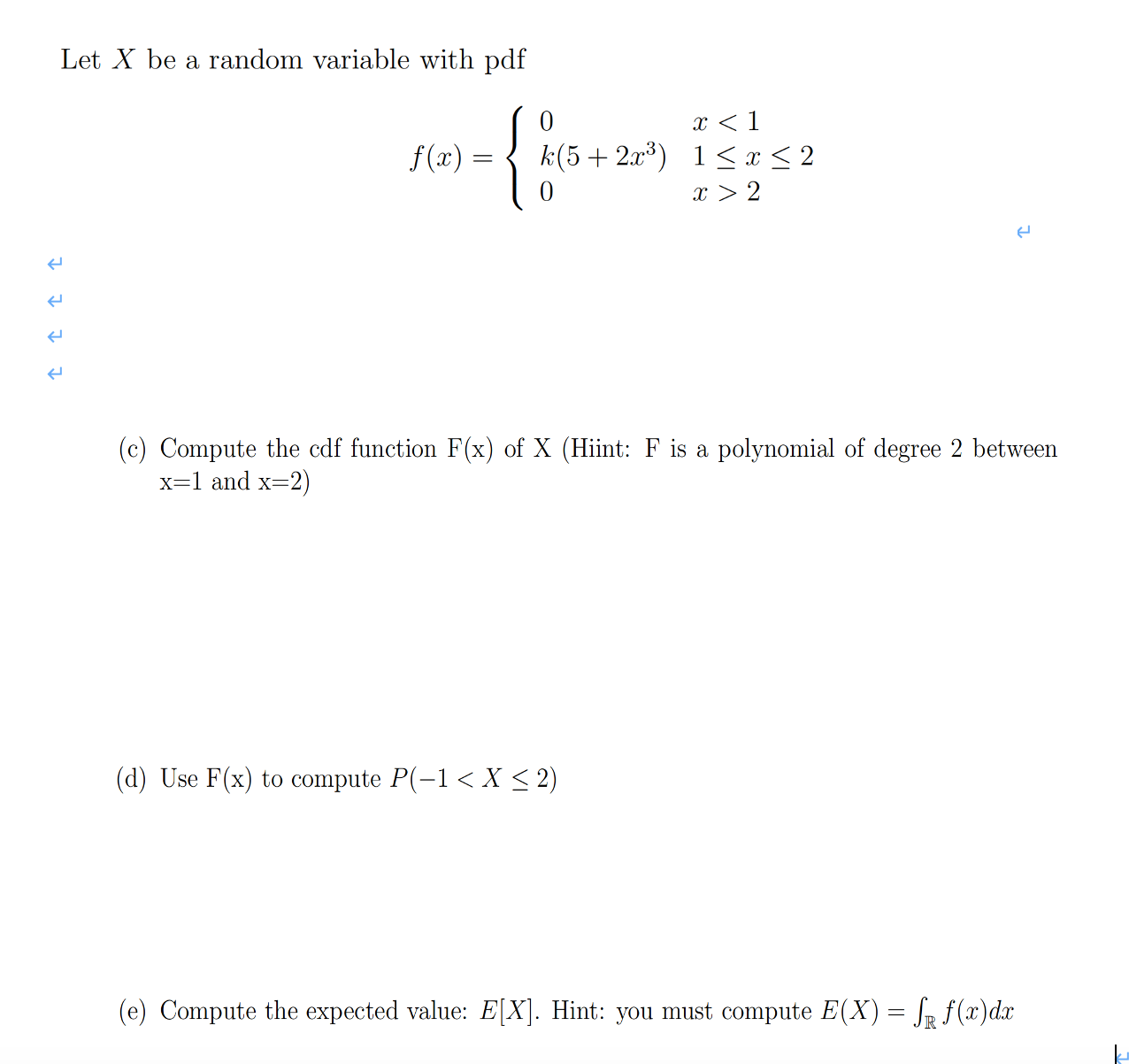 Solved Let x ﻿be a random variable with | Chegg.com