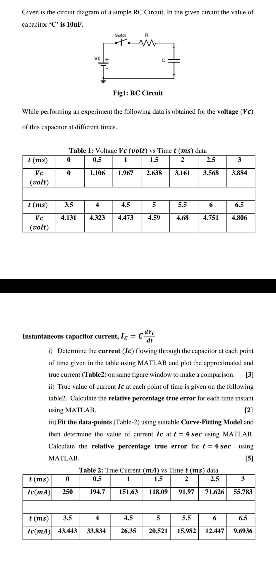 Solved Given is the circuit diagram of a simple RC Circuit. | Chegg.com