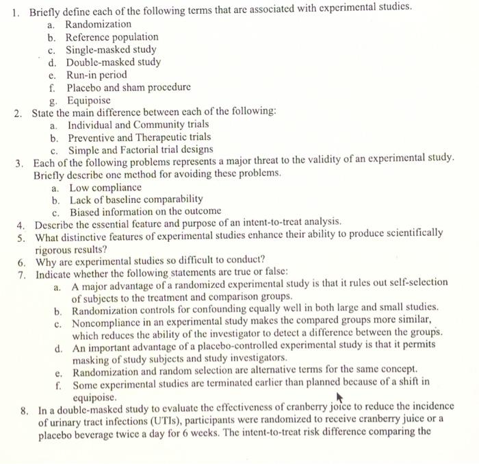 Solved 1. Briefly define each of the following terms that | Chegg.com