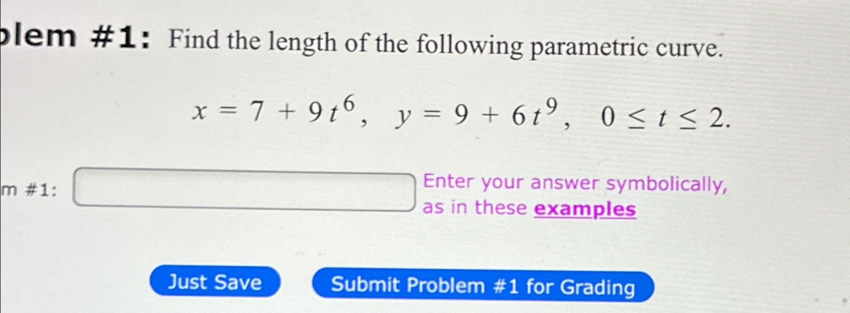 Solved olem #1: Find the length of the following parametric | Chegg.com