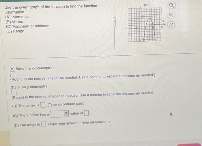 Solved Use the given graph of the function to find the | Chegg.com