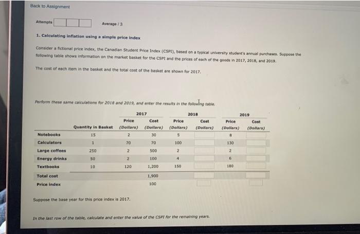 Solved Back to Assignment Attempts Average/3 1. Calculating | Chegg.com
