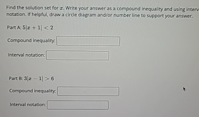 Solved Find the solution set for x. ﻿Write your answer as a | Chegg.com