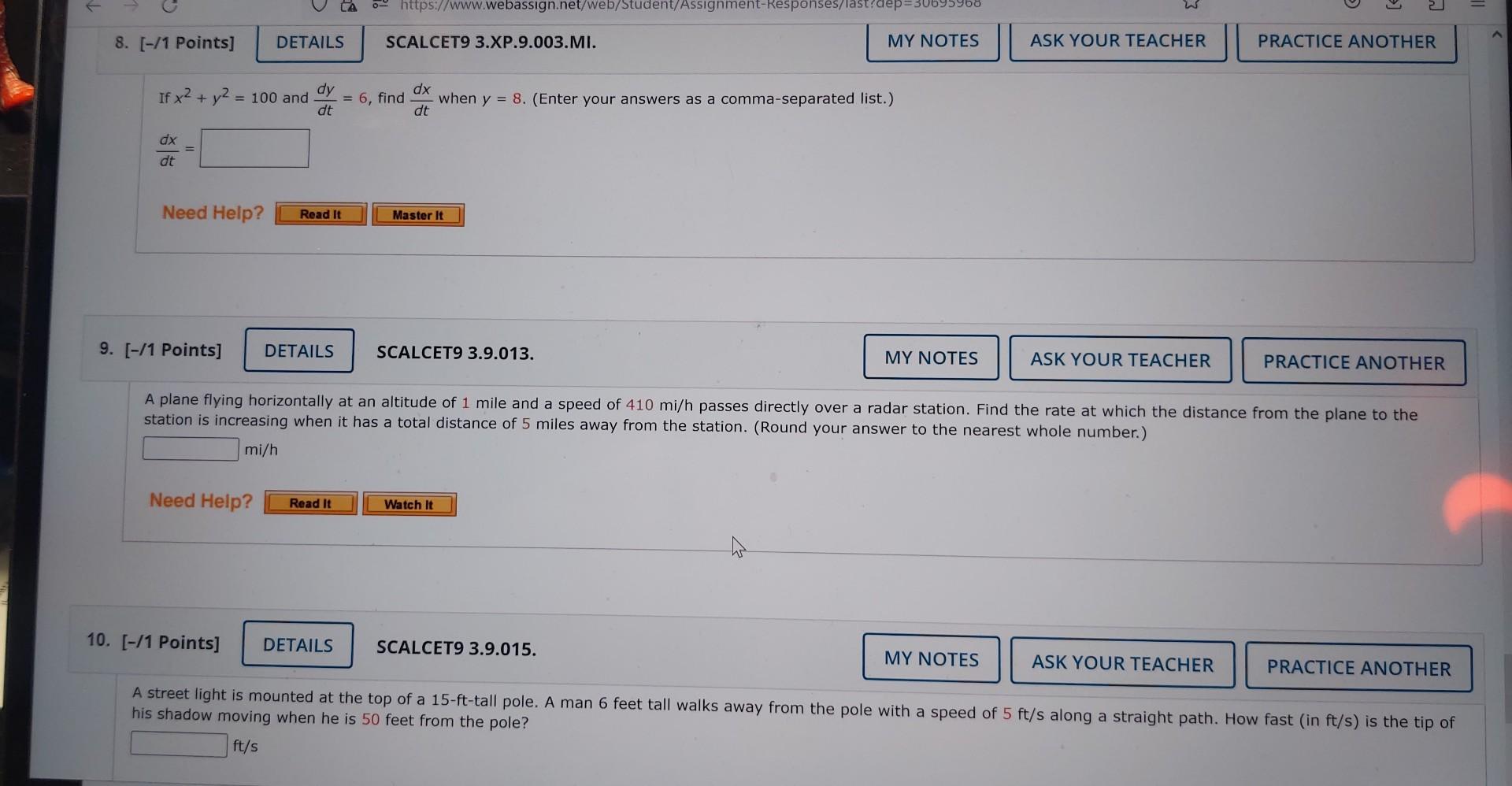 Solved If x2+y2=100 and dtdy=6, find dtdx when y=8. (Enter | Chegg.com