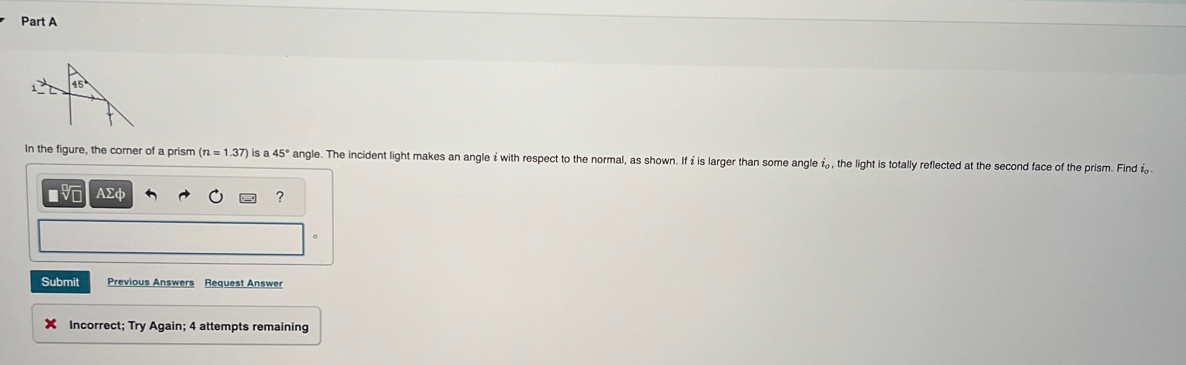 Solved Part APrevious AnswersRequest AnswerIncorrect; Try | Chegg.com