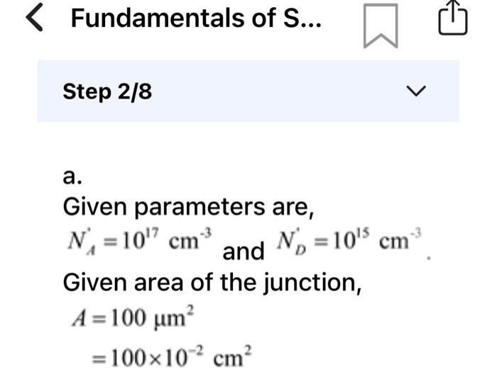 Solved a. Given parameters are, NA′=1017 cm−3 and ND′=1015 | Chegg.com