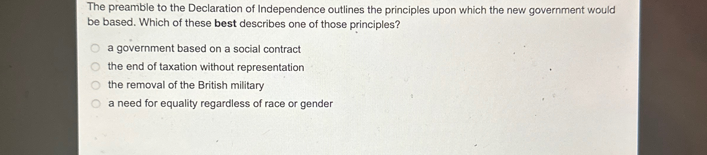 Solved The preamble to the Declaration of Independence | Chegg.com