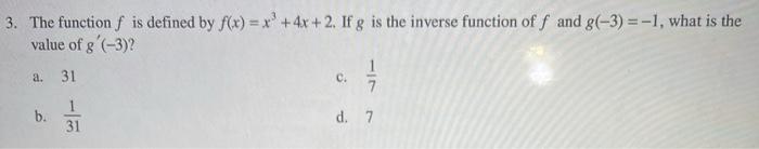 Solved 3. The function f is defined by f(x) = x° +4x + 2. If | Chegg.com
