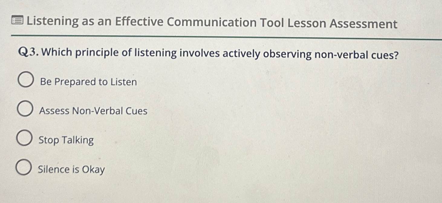 Solved Listening as an Effective Communication Tool Lesson | Chegg.com