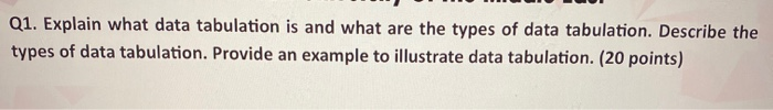 Solved Q1. Explain what data tabulation is and what are the | Chegg.com