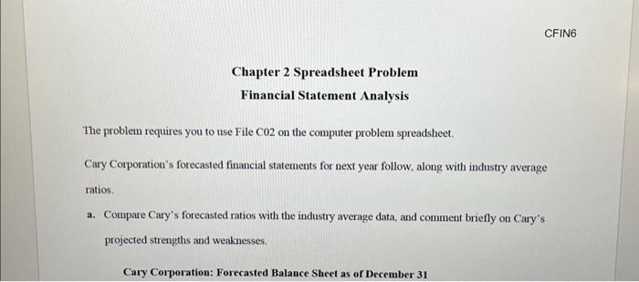 Chapter 2 Spreadsheet Problem Financial Statement | Chegg.com