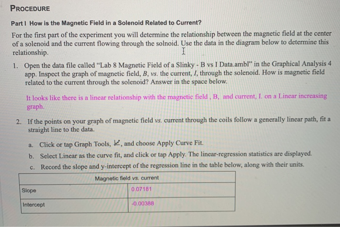 Solved PROCEDURE Part I How is the Magnetic field in a | Chegg.com