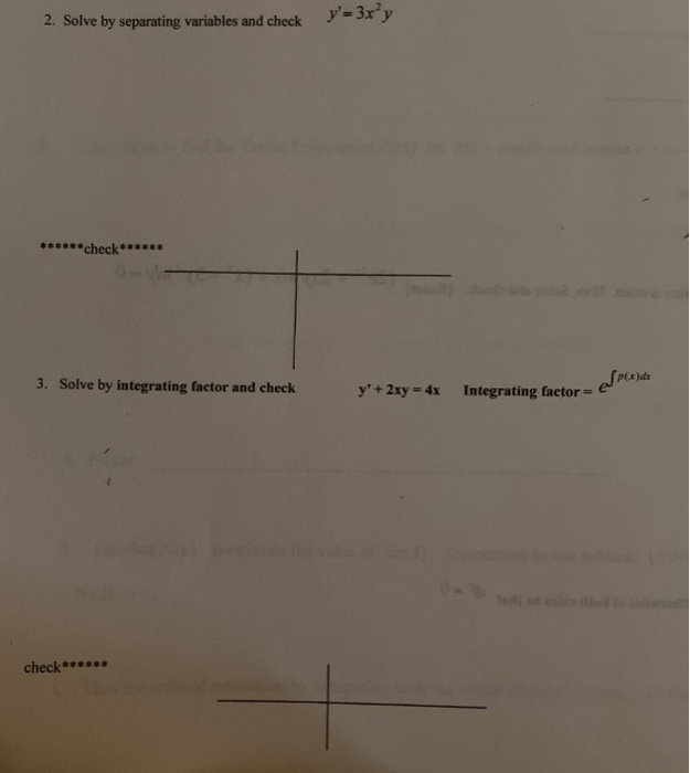 Solved 2. Solve by separating variables and check y'=3x²y | Chegg.com