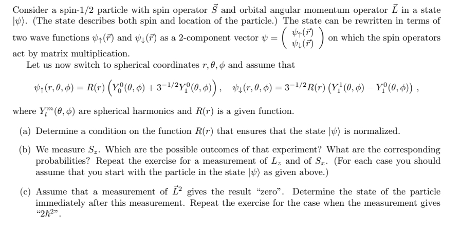 Solved Consider a spin- 12 ﻿particle with spin operator | Chegg.com