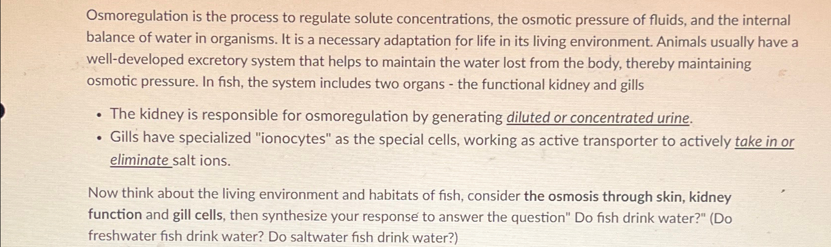 Solved Osmoregulation Is The Process To Regulate Solute
