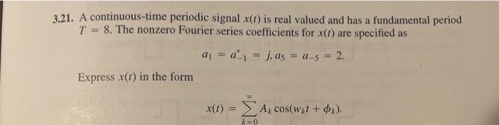 Solved 3 4 Use The Fourier Series Analysis Equation 3 39