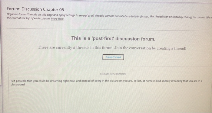 Solved Forum: Discussion Chapter 05 Organize Forum Threads | Chegg.com