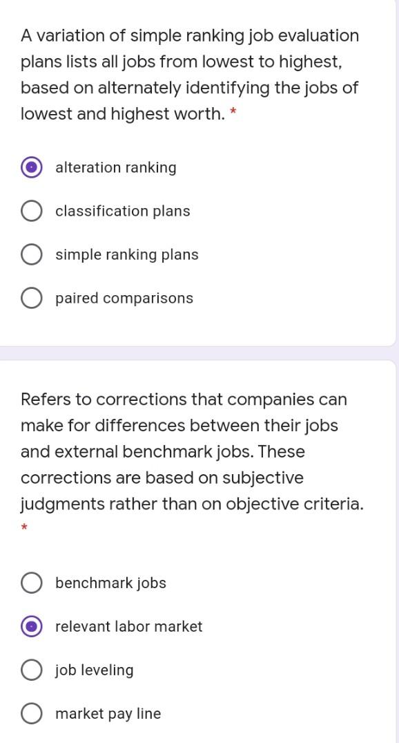 Solved A variation of simple ranking job evaluation plans | Chegg.com