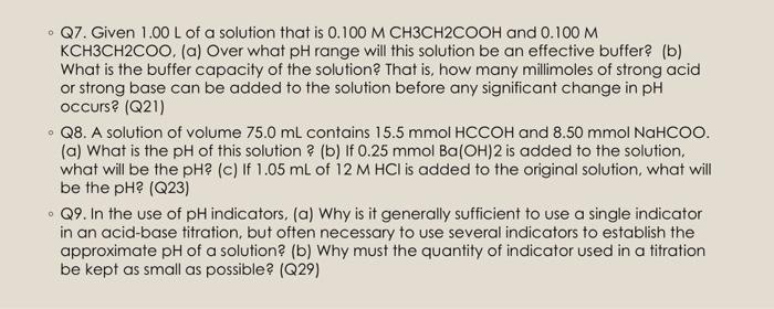 Solved Q7. Given 1.00 L of a solution that is | Chegg.com