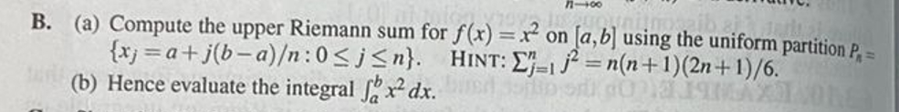 Solved B. (a) ﻿Compute the upper Riemann sum for f(x)=x2 ﻿on | Chegg.com