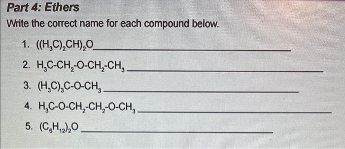 Solved Part 1: Hydrocarbons Write the correct name for each | Chegg.com