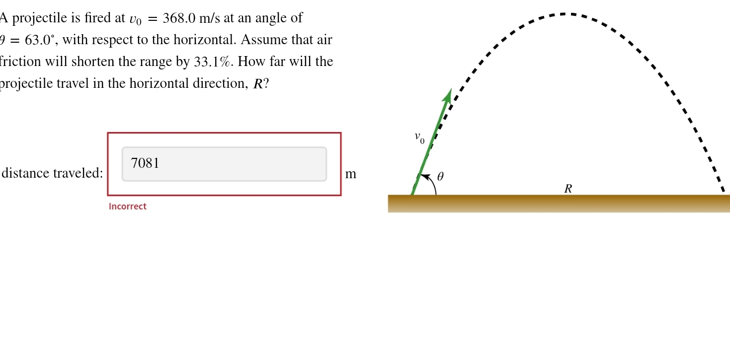 Solved A projectile is fired at v0=368.0ms ﻿at an angle of | Chegg.com