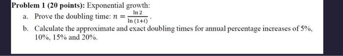 Solved Problem 1 ( 20 points): Exponential growth: a. Prove | Chegg.com