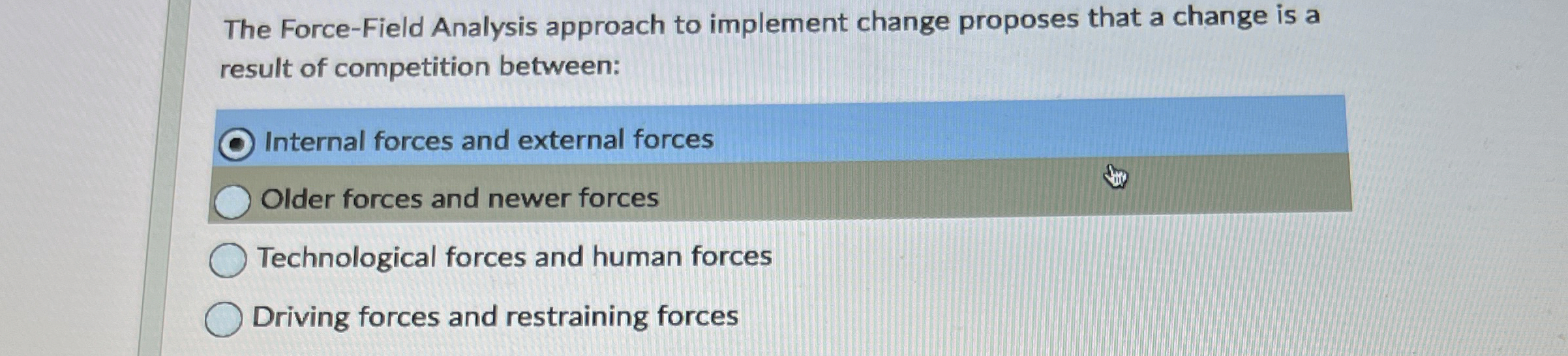 Solved The Force-Field Analysis approach to implement change | Chegg.com
