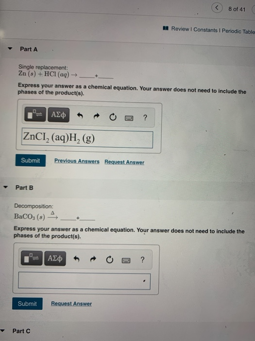 Solved ( 8 of 41 A Review Constants 1 Periodic Table Part A | Chegg.com