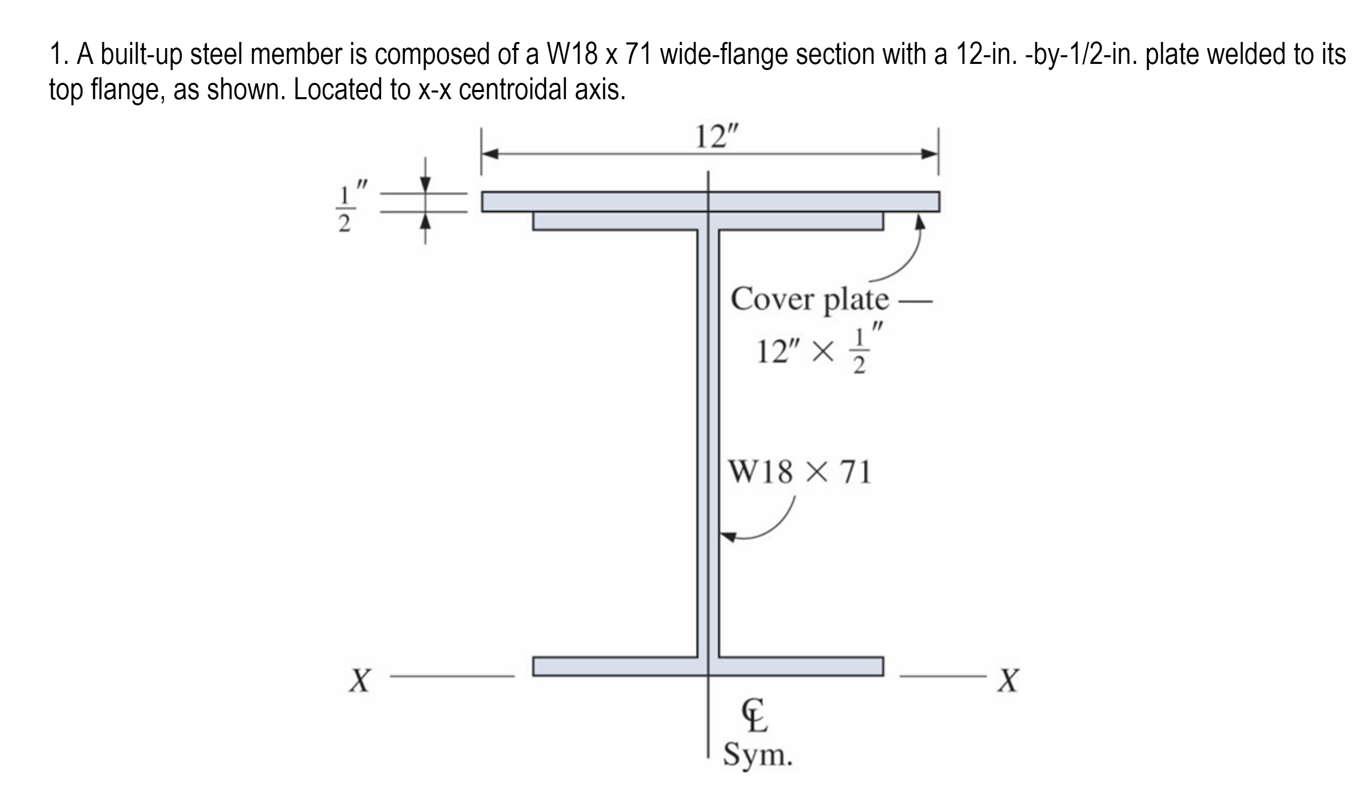 Solved A built-up steel member is composed of a W18 x71 | Chegg.com
