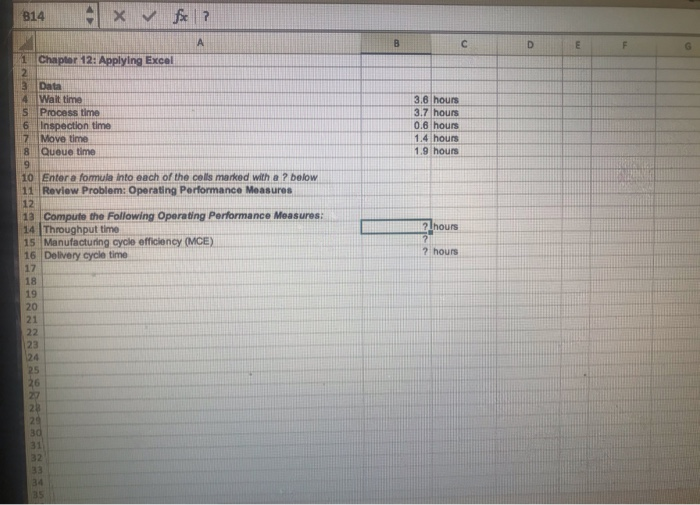 Solved B14 A* fe ? A B D E 1 Chapter 12: Applying Excel 3.6 | Chegg.com