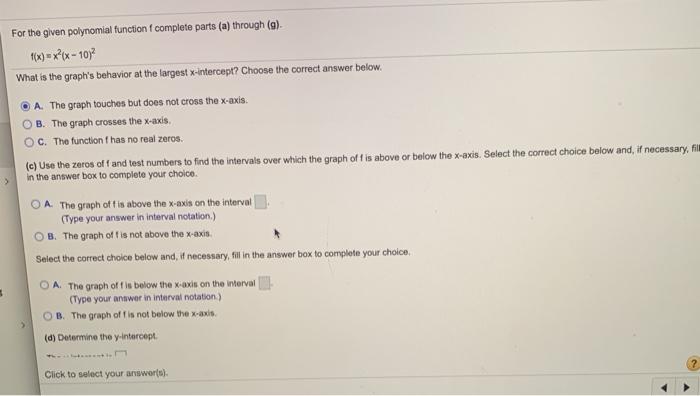 Solved For the given polynomial function f complete parts | Chegg.com