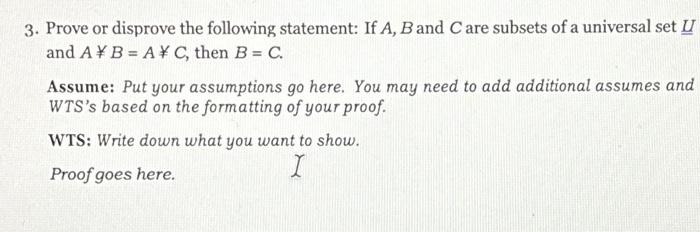 Solved 3. Prove or disprove the following statement: If A, B | Chegg.com