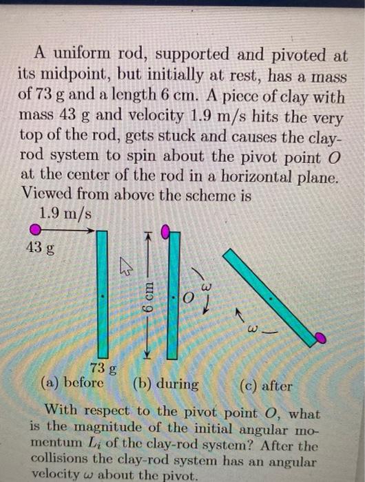 Solved A uniform rod, supported and pivoted at its midpoint, | Chegg.com