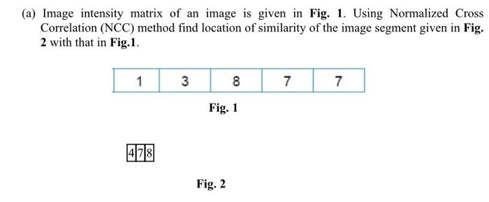 (a) Image intensity matrix of an image is given in | Chegg.com